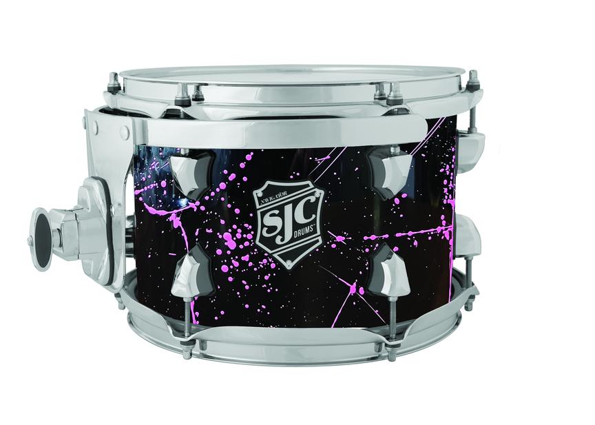 SJC Navigator Rack Tom 7x10 Black with Pink Splatter - Chrome Hardware ...