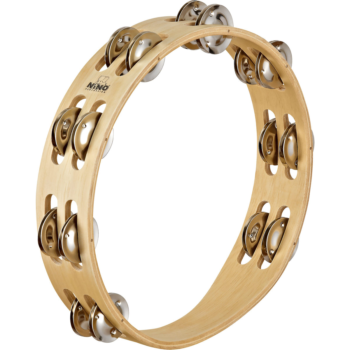Meinl NINO Wood Tambourine 2 Rows Natural — Drum Supply