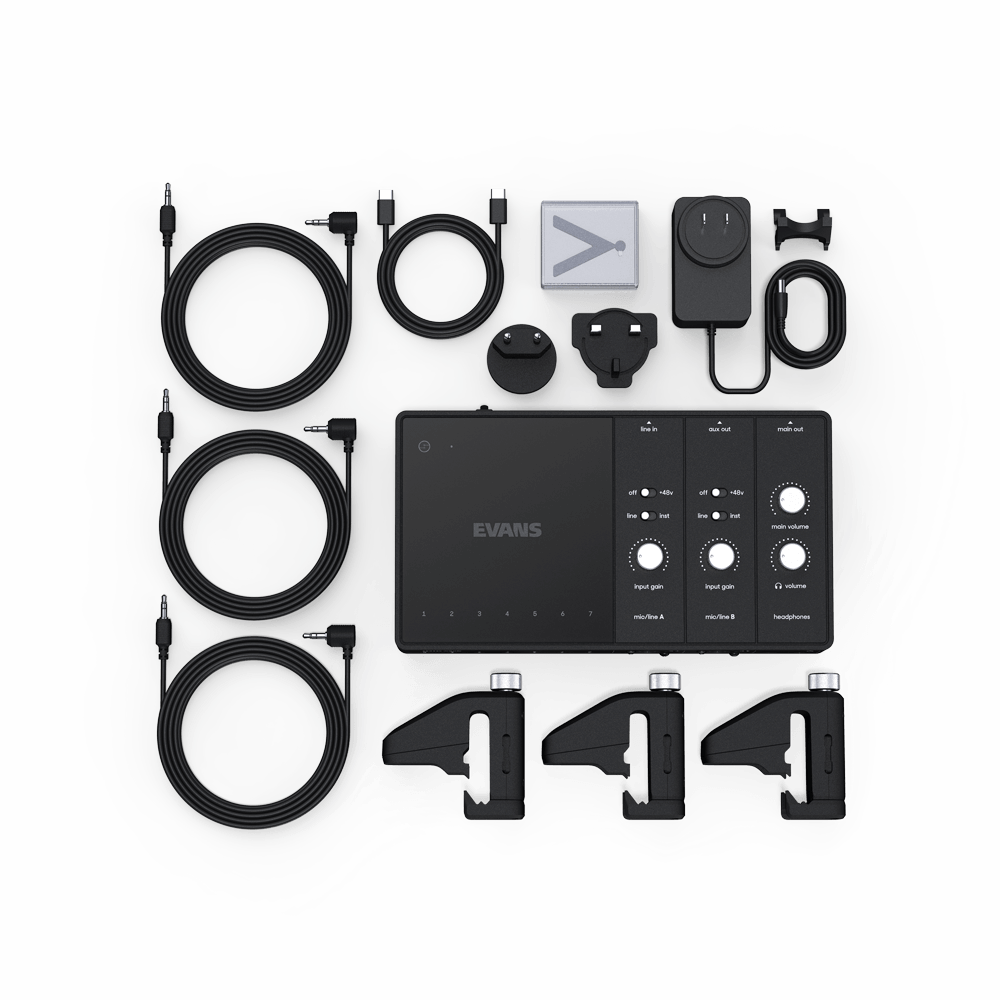 EVANS Hybrid Sensory Percussion Sound System Pack- 3 Sensors, Interfac ...