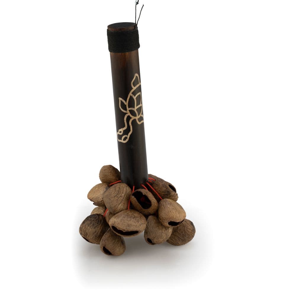Pearl Pangi Nut Shaker Rattle with Bamboo Handle — Drum Supply