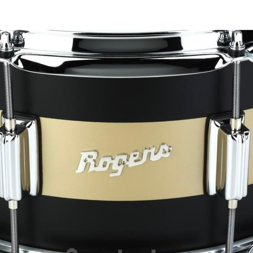 Rogers Snare Drum - 6.5 x 14 Tower Satin Black/Gold — Drum Supply
